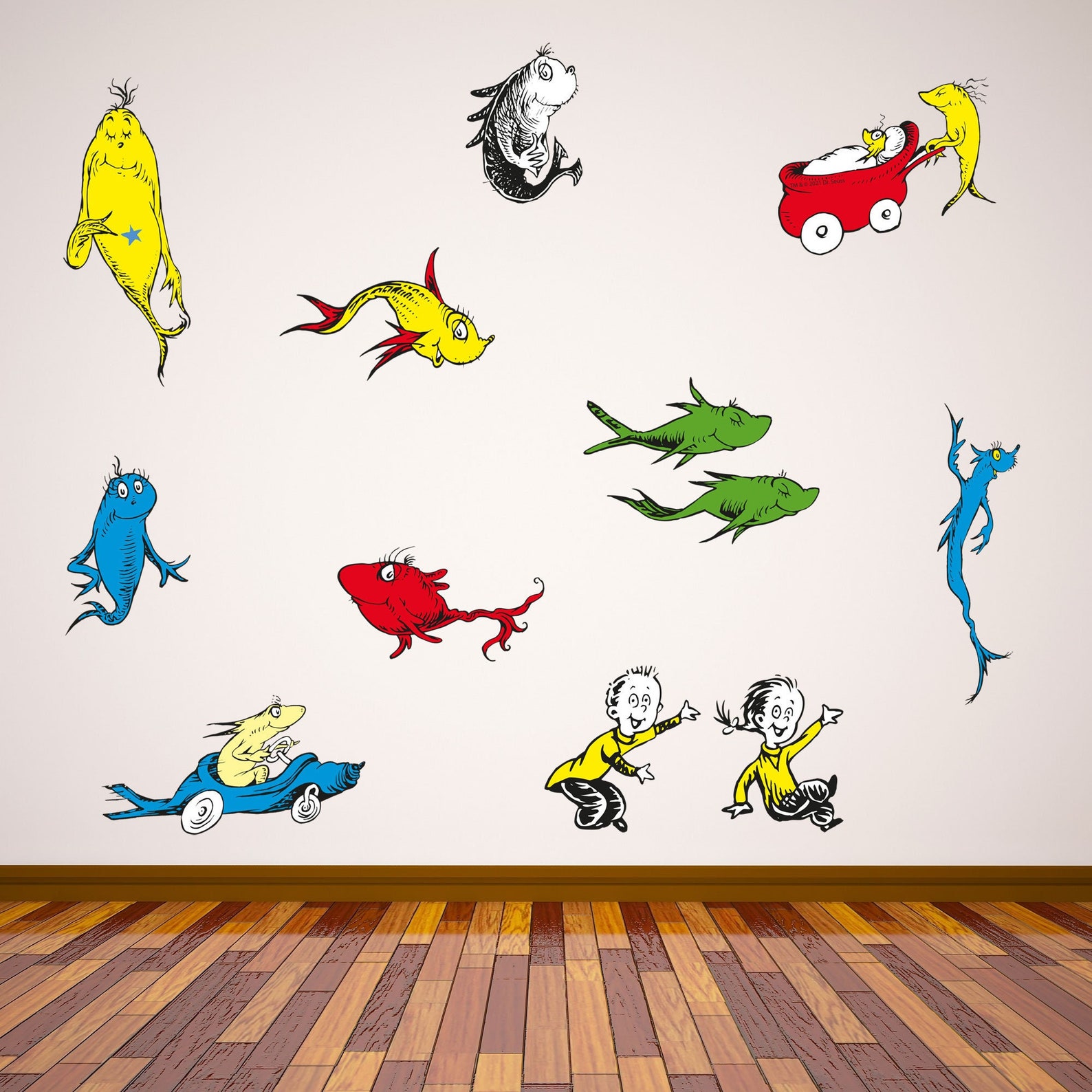 Dr Seuss One Fish Two Fish Wall Sticker Set | Etsy