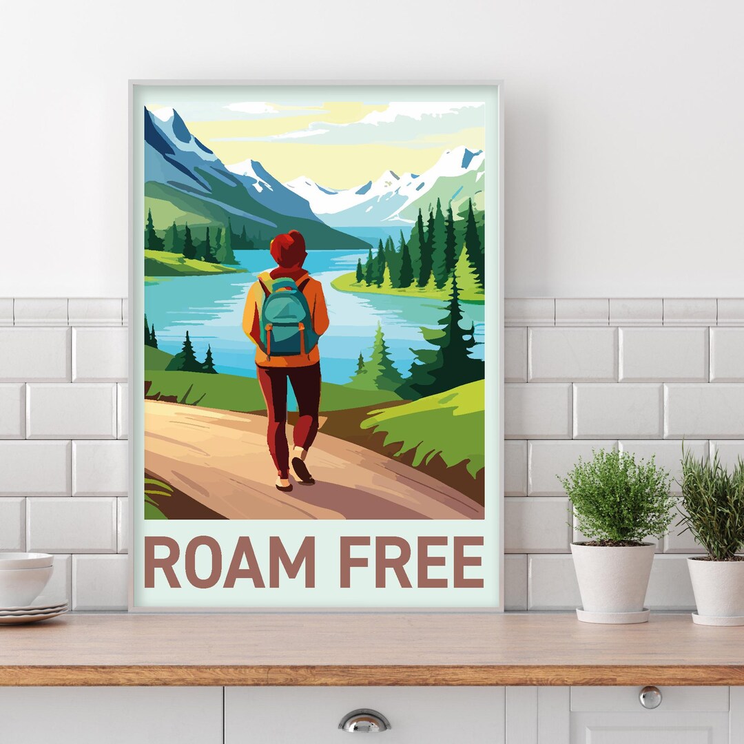 Walking Wall Art Print - Roam Free Hiking Poster - Etsy