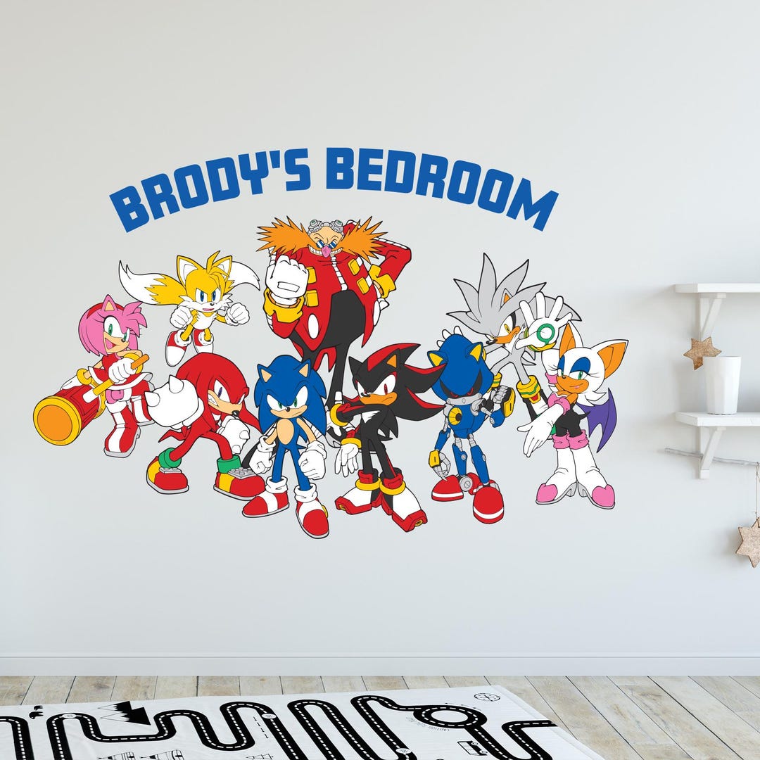 Sonic the Hedgehog Wall Sticker - Sonic and Group Personalised Name ...