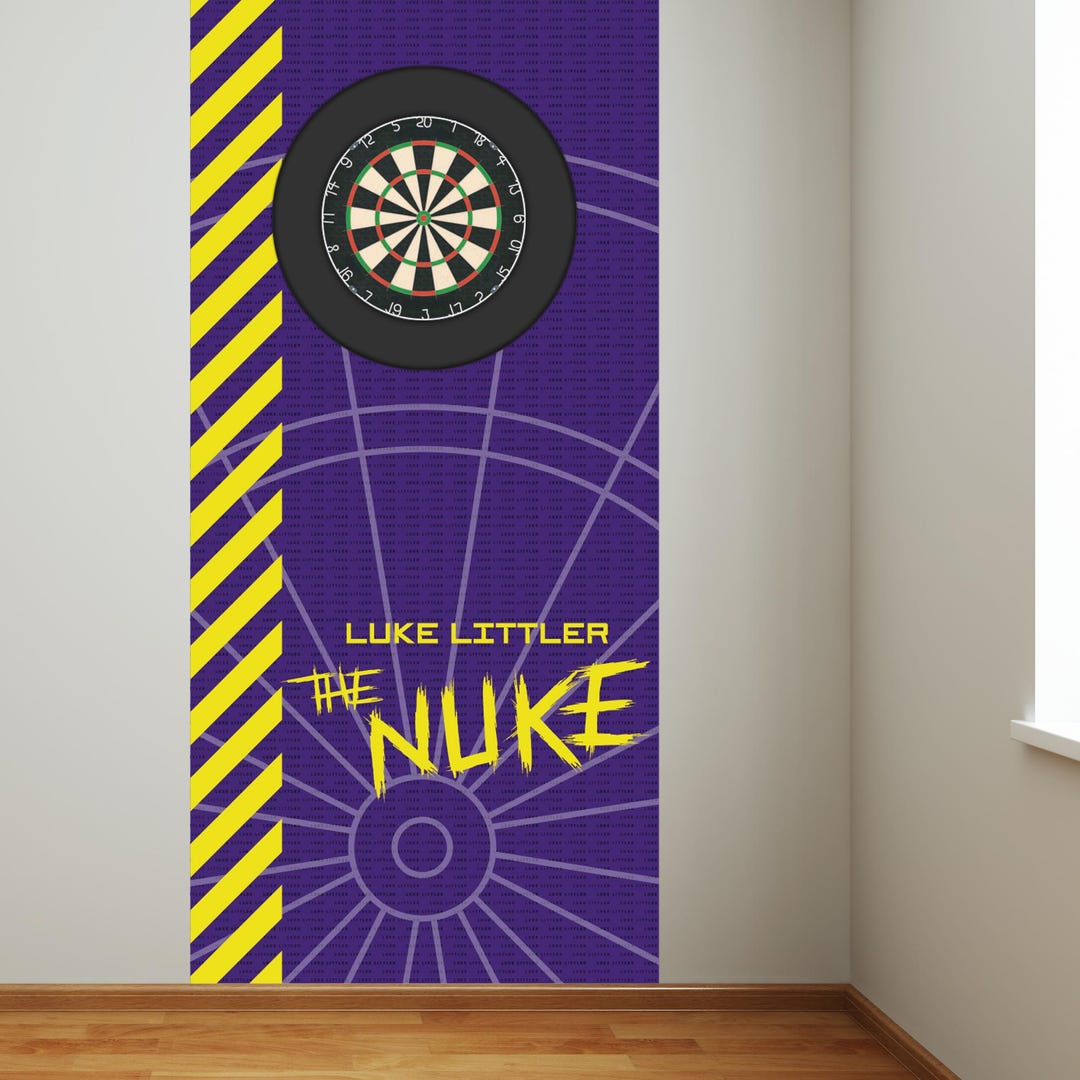 Luke Littler Dart Board Backdrop - Purple Camo With Left Neon Stripes ...