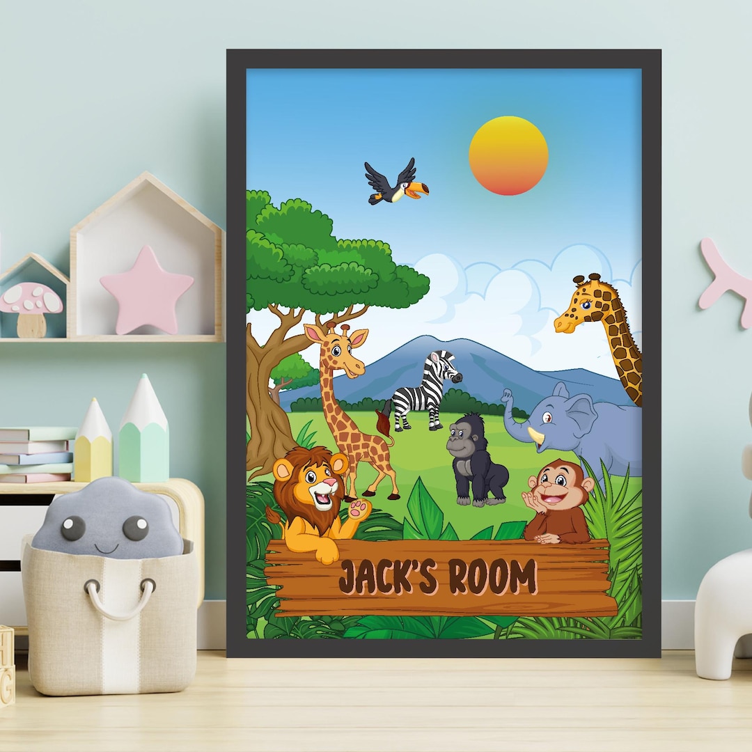 Jungle Animals Print - Animals in the Jungle Personalised Poster Wall ...