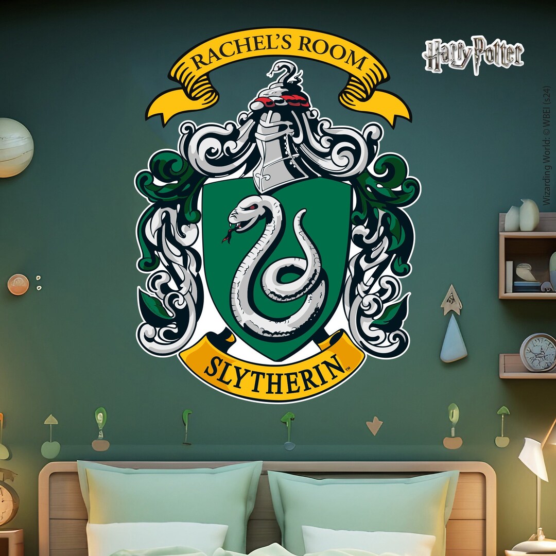 HARRY POTTER Wall Sticker – Slytherin Personalised Crest Wall Decal ...