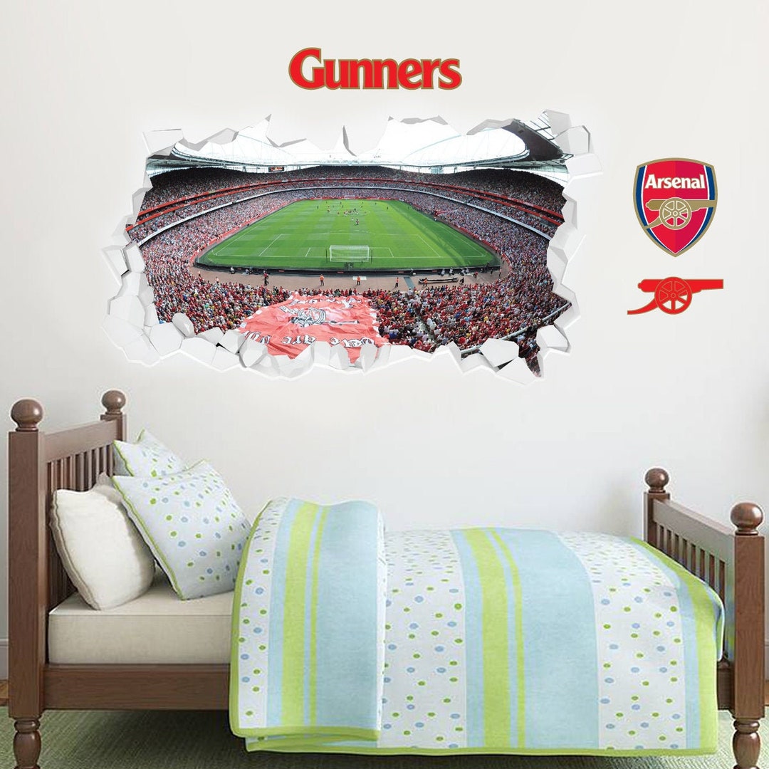 Arsenal Football Club Smashed Emirates Stadium Mural Wall Sticker Set ...