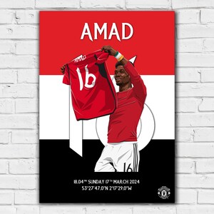 Manchester United FC Print - Amad Goal Celebration 24/25 Player ...