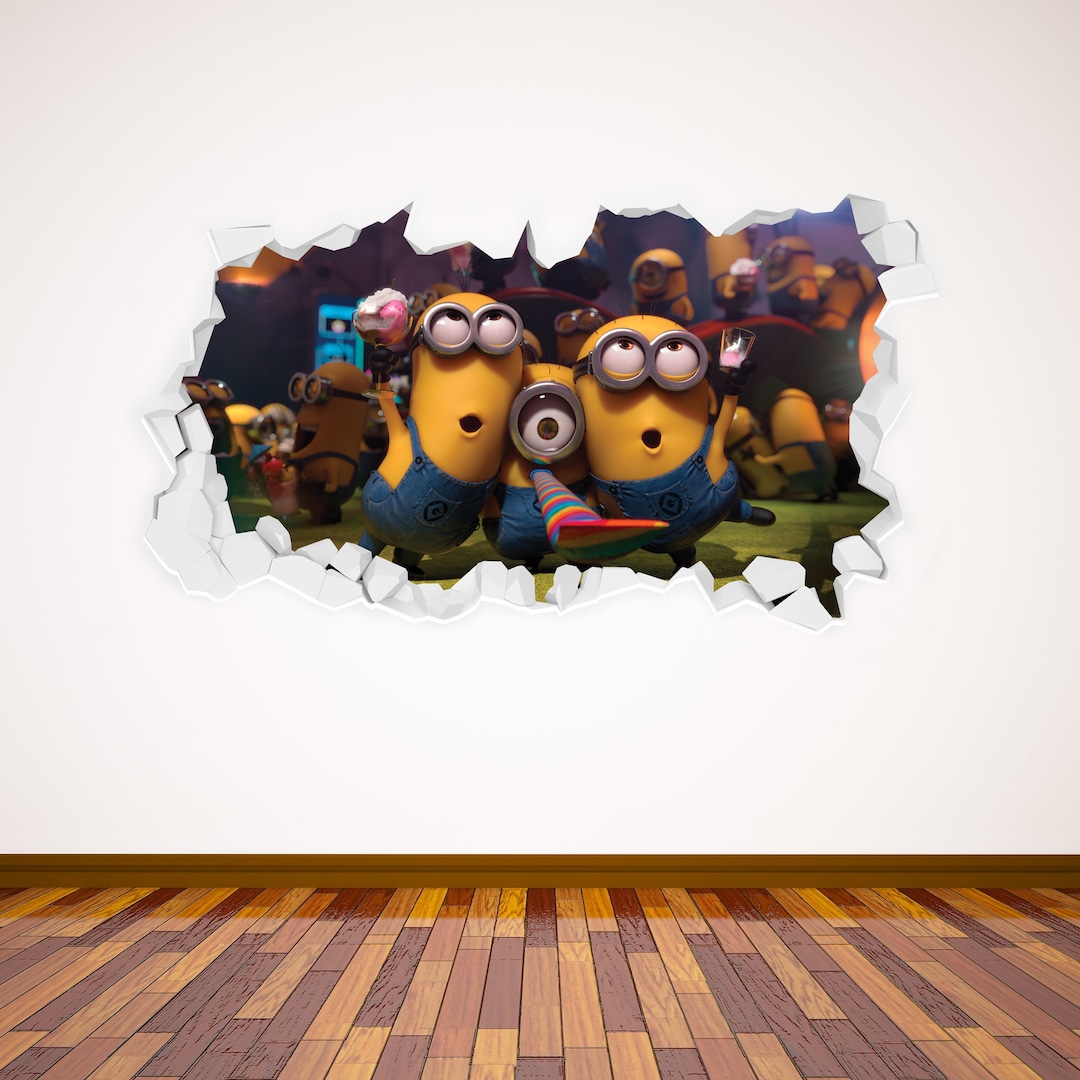 Despicable Me - Minion Party Broken Wall Sticker - Etsy UK