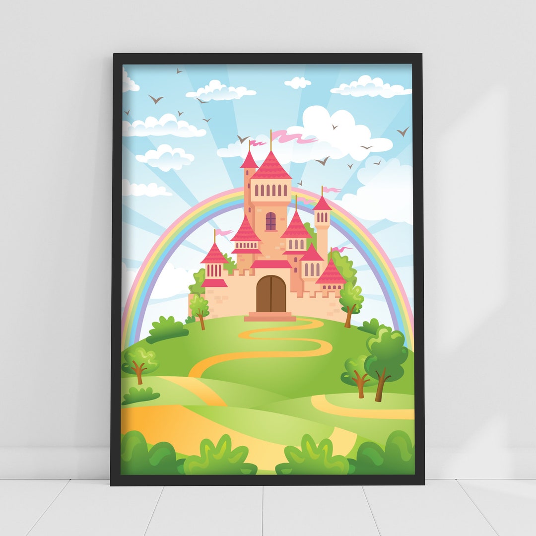 Princess Print - Castle Rainbow Poster Wall Art - Etsy