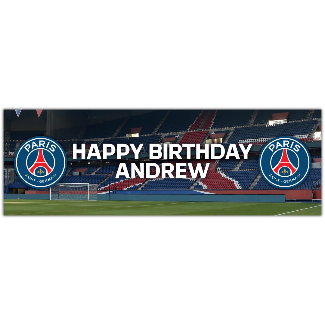 PSG Birthday - Personalised Football Banner Wall Sticker - Etsy