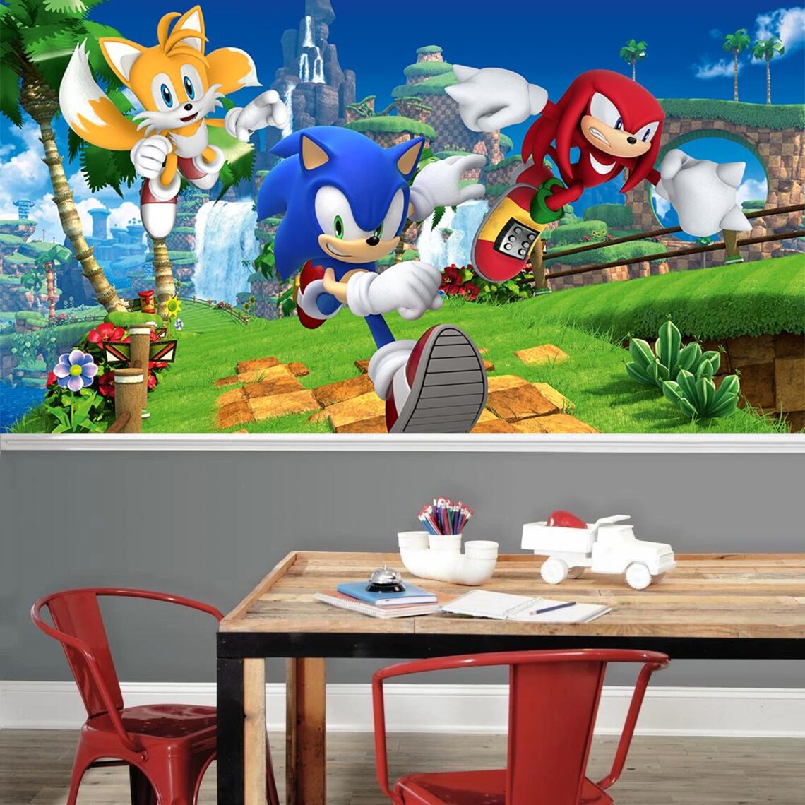 Sonic the Hedgehog Full Wall Mural - Sonic Running With Tails and ...