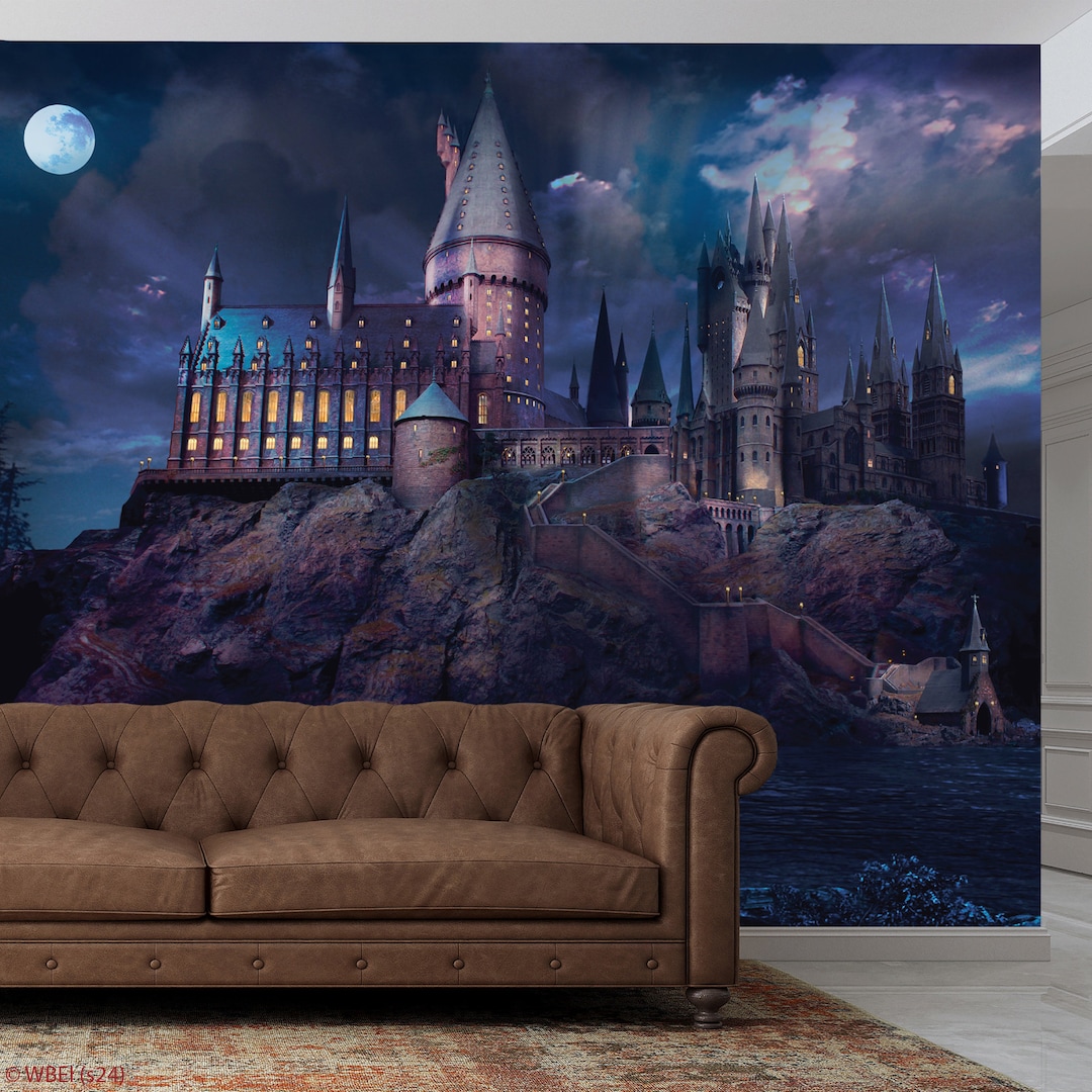 HARRY POTTER Wall Sticker – Hogwarts Castle Outside Night Time Full ...