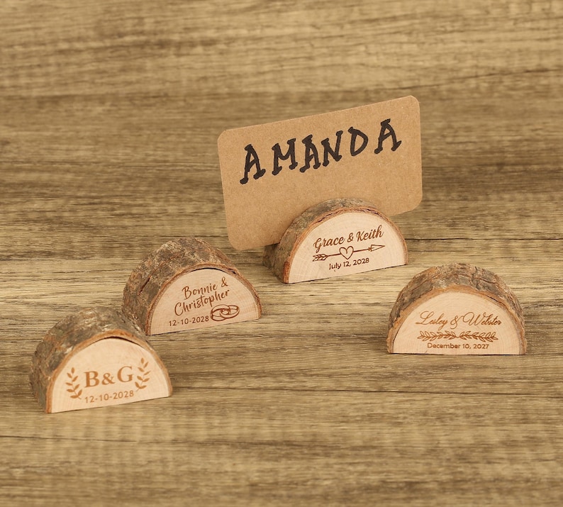 Bulk Personalized Wooden Place Card Holder, Wedding Card Holder, Rustic ...