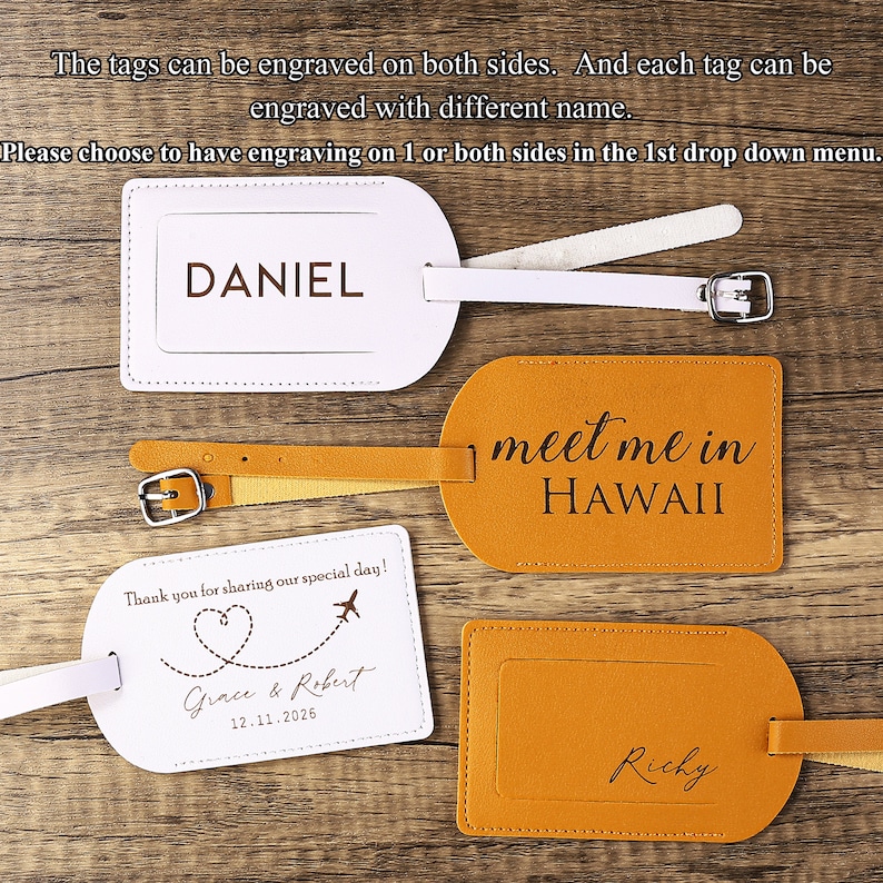 Bulk Custom Wedding Favors Leather Luggage Tags, Wedding Place Card ...