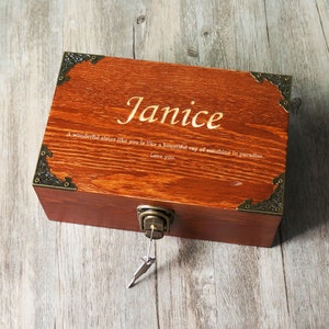 Personalized Wooden Gift Box With Lock & Key , Engraved Wood Jewelry ...