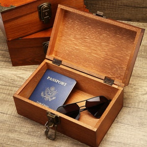 Personalized Wooden Gift Box With Lock & Key , Engraved Wood Jewelry ...
