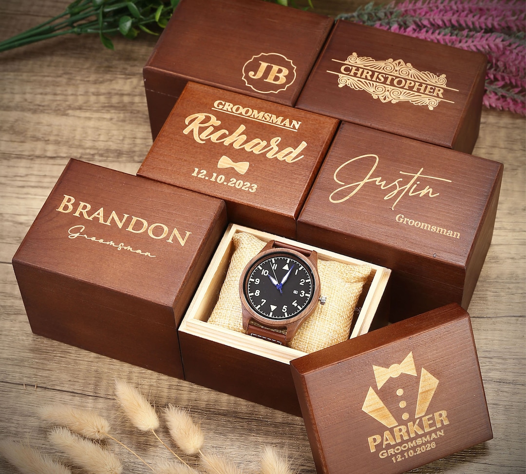Personalized Wooden Watch Box , Engraved Wood Watch Case, Custom ...