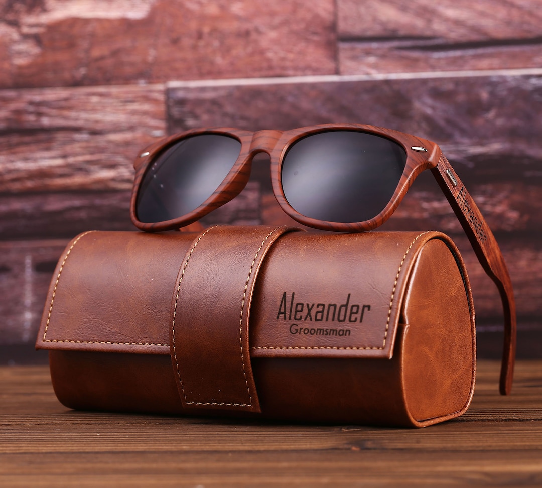 Personalized Wooden Sunglasses With Leather Box, Engraved Unisex ...