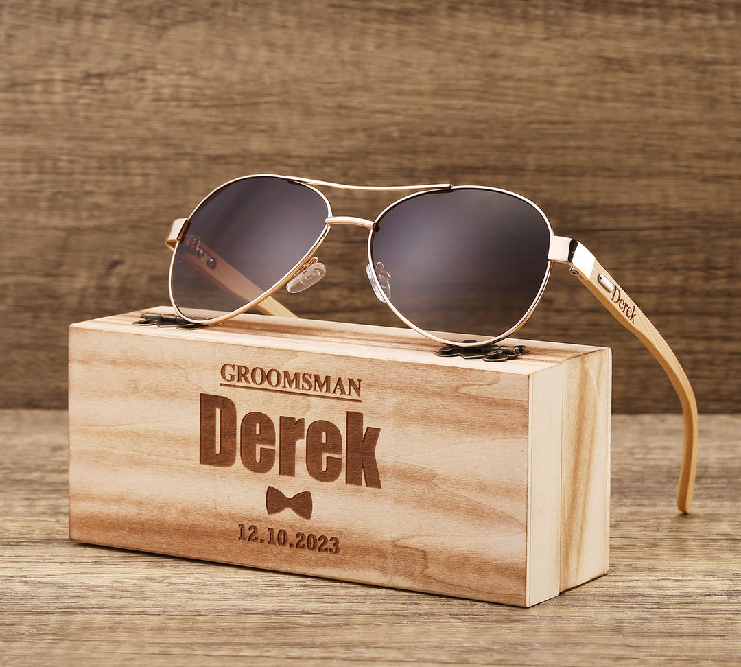 Personalized Wooden Sunglasses Engraved Unisex Sunglasses Optional Wooden Box Mens T