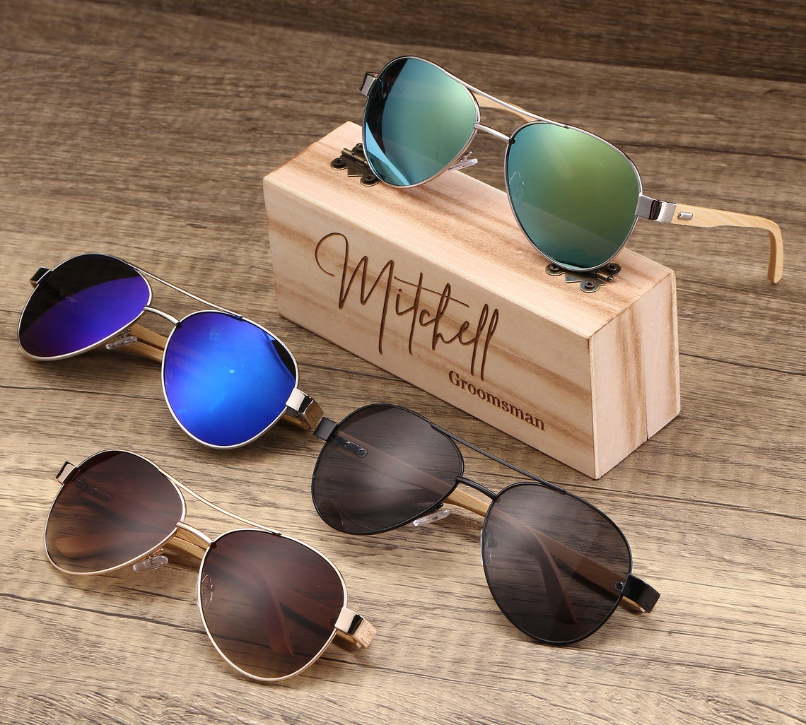 Personalized Wooden Sunglasses, Engraved Unisex Sunglasses, Optional ...