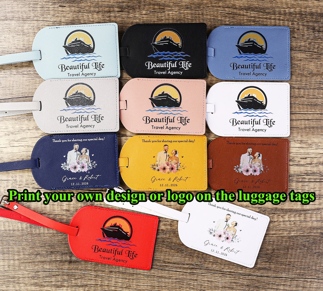 Set of 5 10 50 Custom Luggage Tags, Corporate Gifts, Personalized ...