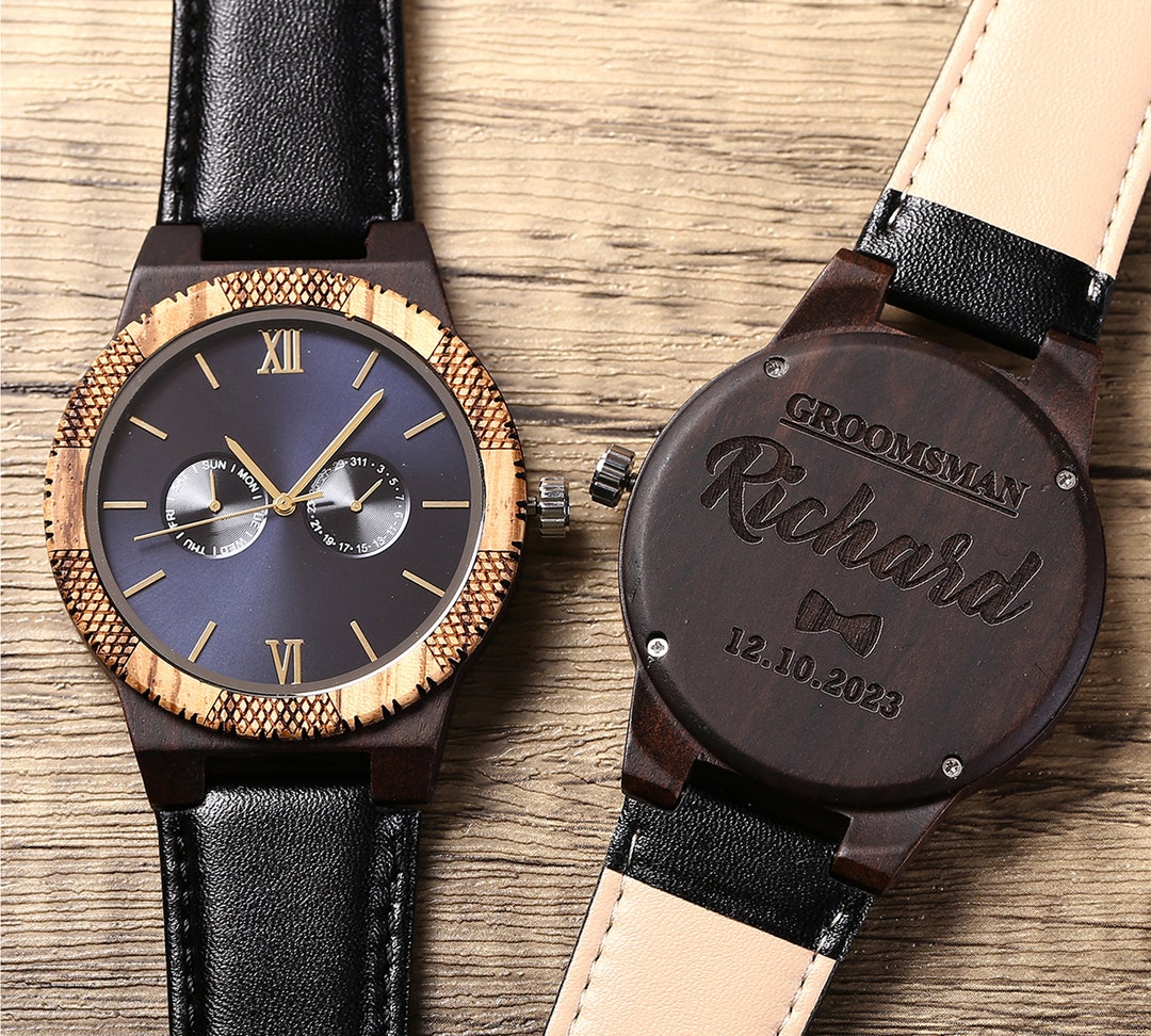 Groomsmen Day Date Watches, Personalized Groomsmen Proposal Gift, Mens ...