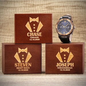Groomsmen Day Date Watches, Personalized Groomsmen Proposal Gift, Mens ...