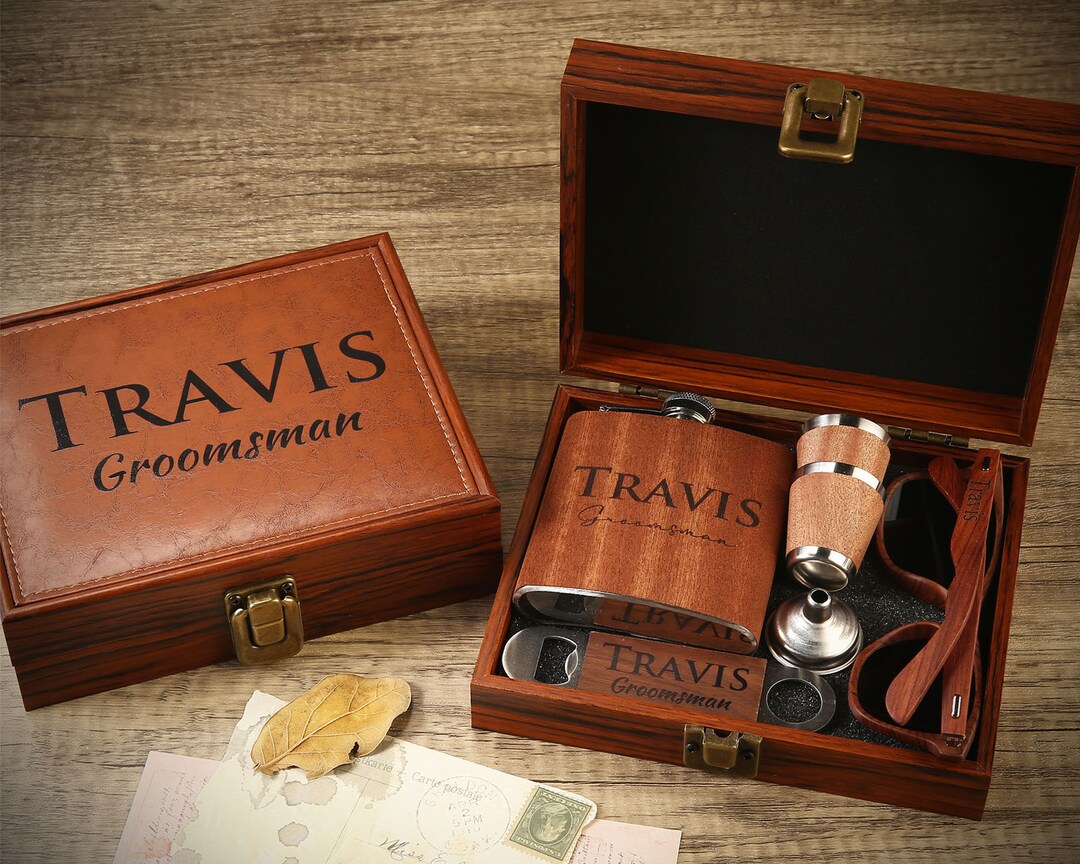 Mens Gift Set, Groomsmen Proposal Gift, Flask Gift Set, Groomsmen Gift ...