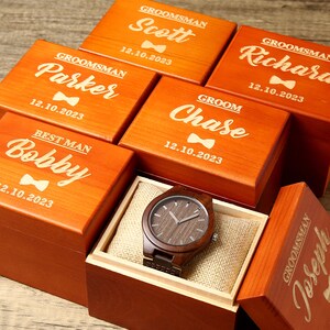 Groomsmen Watch, Personalized Walnut Wooden Watch, Groomsmen Proposal ...