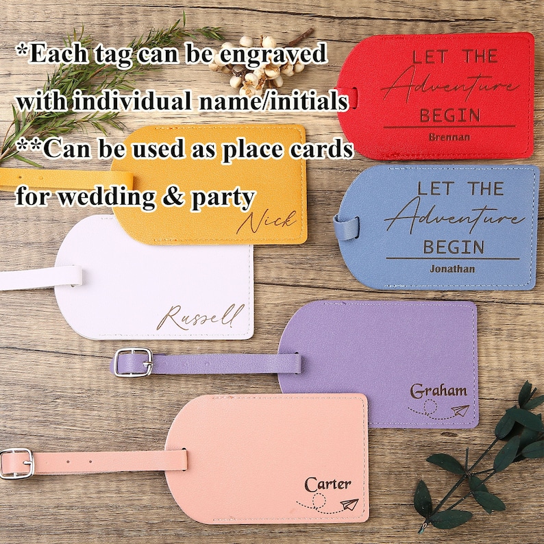 Bulk Custom Wedding Favors Leather Luggage Tags, Wedding Place Card ...