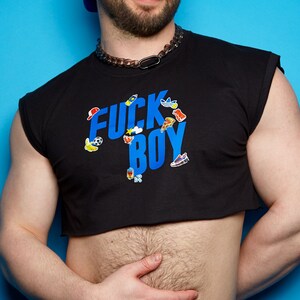 F-boy on Black - Sleeveless Crop-top. - Etsy