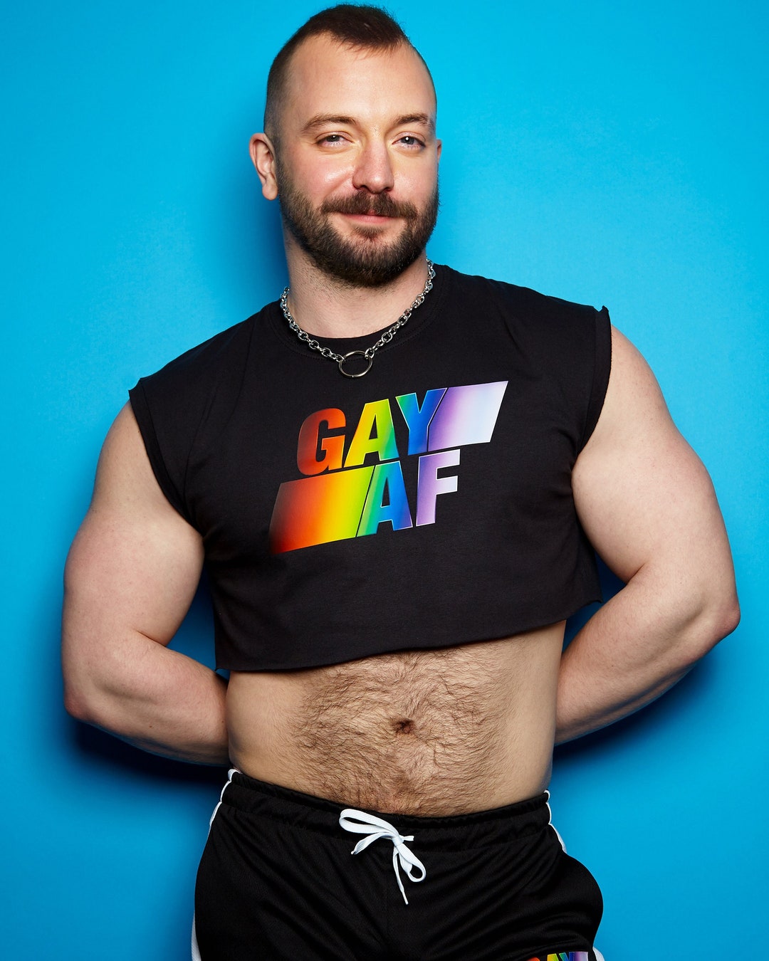 Gay Af On Black Sleeveless Crop Top Etsy