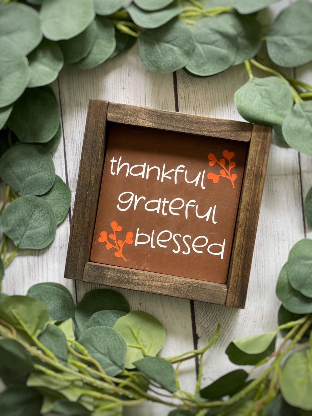 Thankful Grateful Blessed Sign | Thanksgiving Sign | Holiday Sign ...
