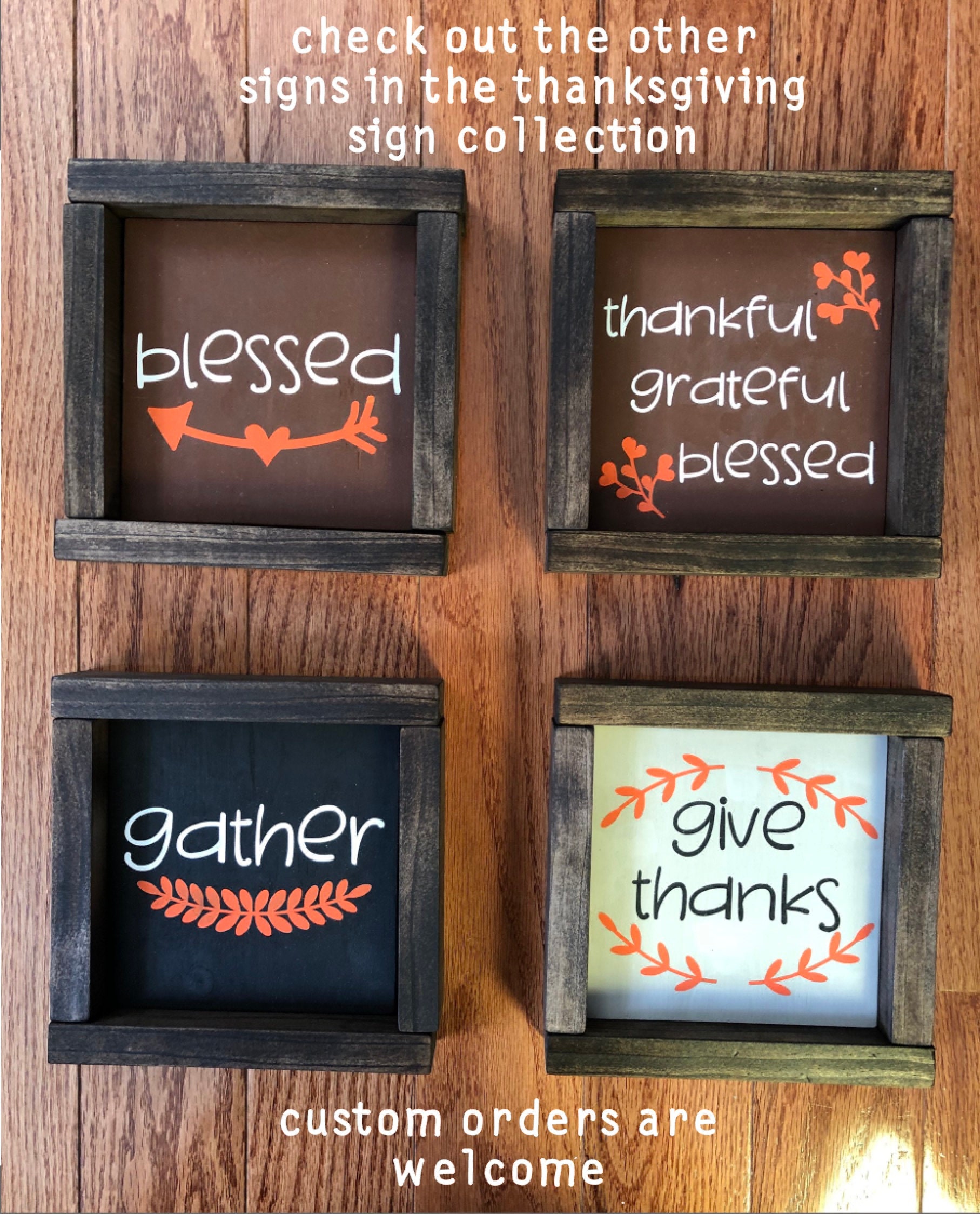 Thankful Grateful Blessed Sign | Thanksgiving Sign | Holiday Sign ...