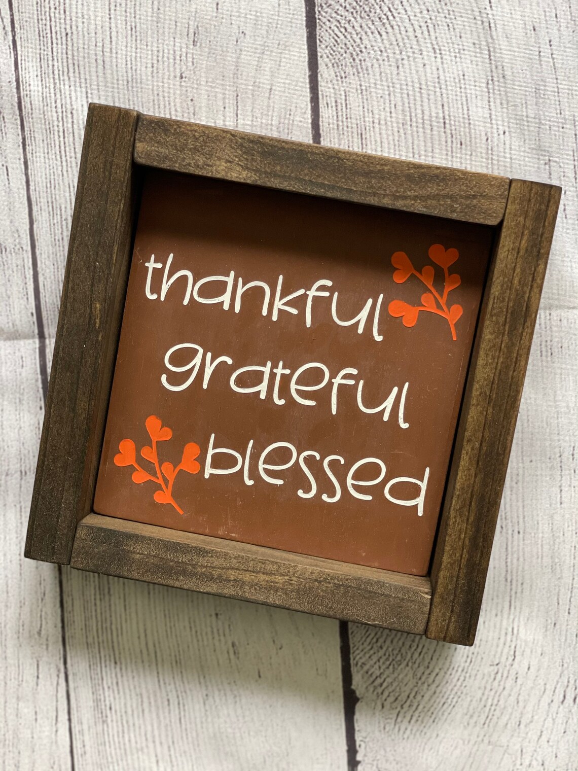 Thankful Grateful Blessed Sign | Thanksgiving Sign | Holiday Sign ...