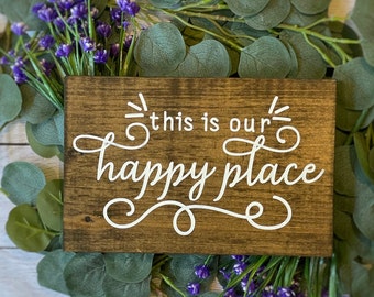 Our Happy Place Sign Wood Sign Home Decor Gather Decor - Etsy
