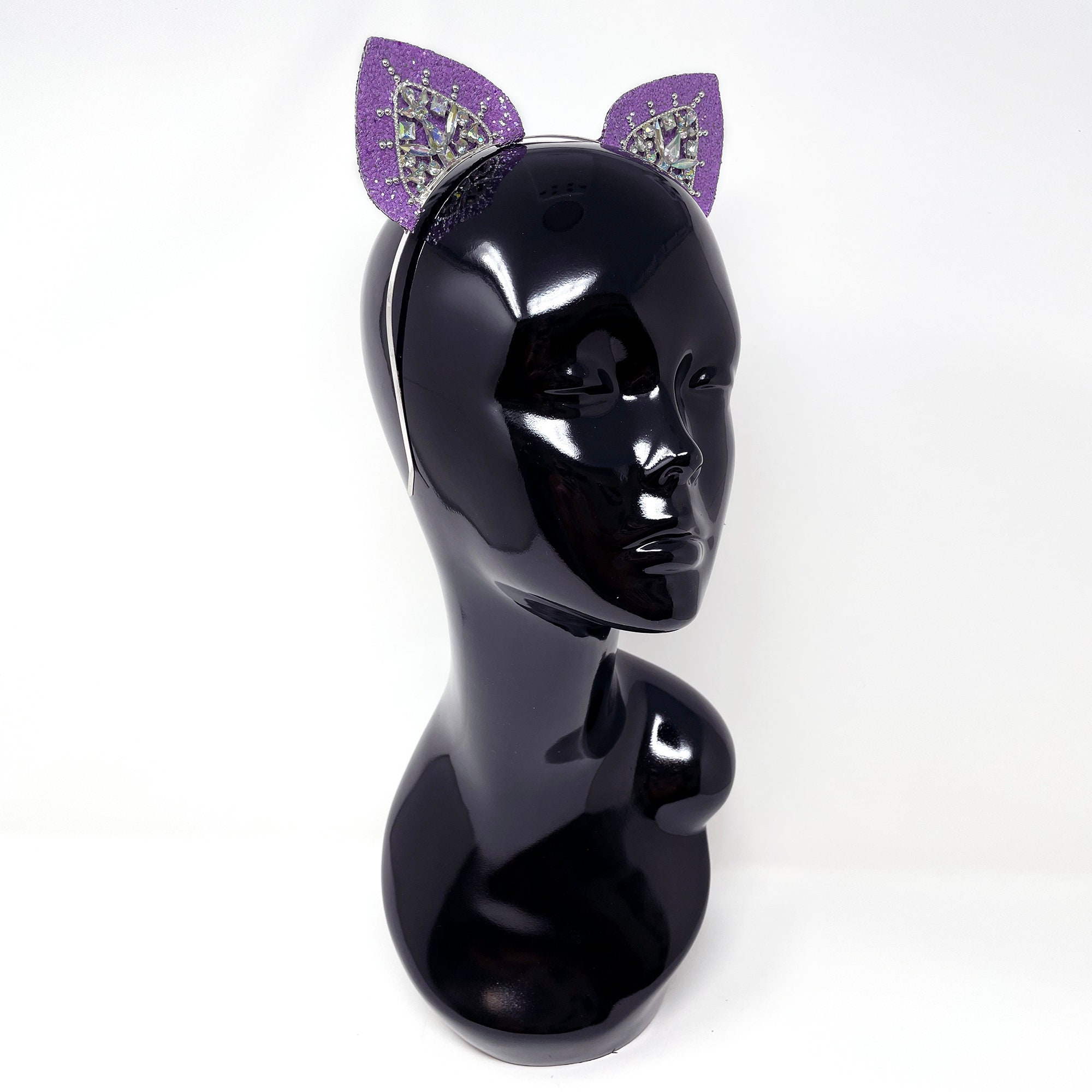 Mysticat Purple Glitter Cat Ears Headband: Festival Costume Accessory ...