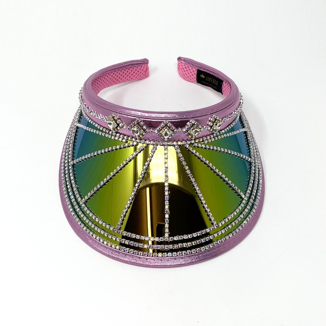Pink City Lights Visor: Festival Rave Hat With Crystals - Etsy