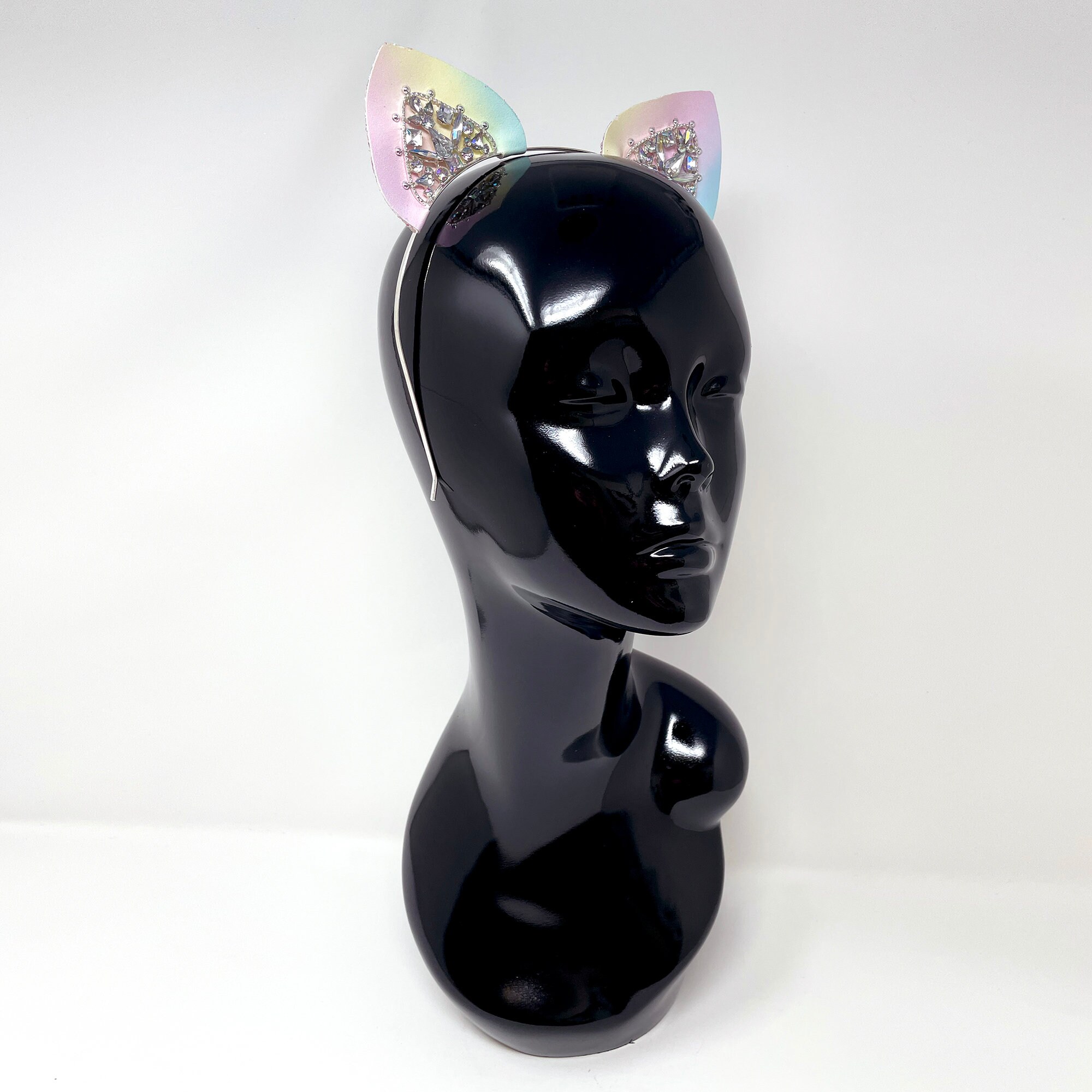 Pastel Rainbow Cat Ears Headband Glitter Festival Headband Festival Accessories Hen Do Cat