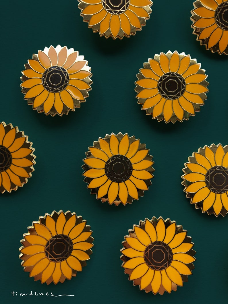 Sunflower Hard Enamel Pin // Floral Pin // Botanical Pin | Etsy