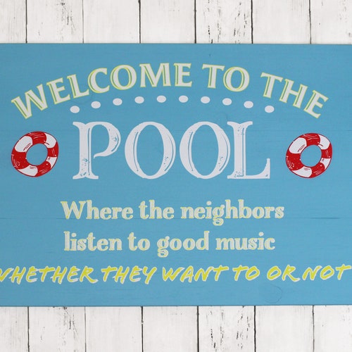 Personalized Welcome to Our Pool Wood Sign Blue Poolside - Etsy