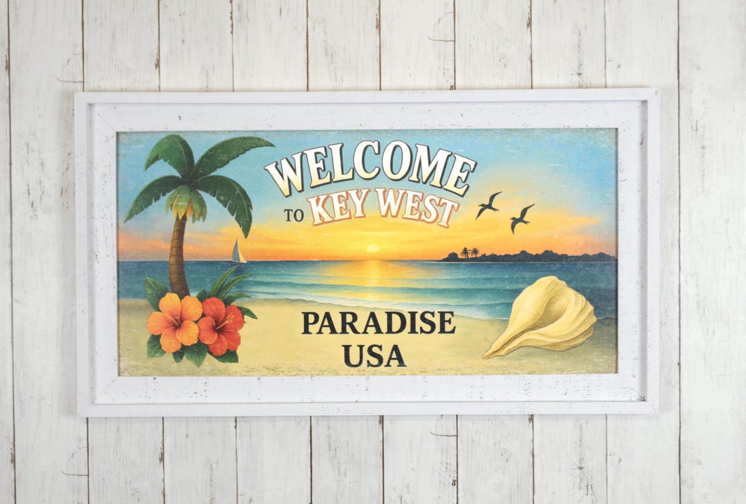 Welcome to Key West Sign - Rustic Handmade Wood Sign - Coastal Beach ...