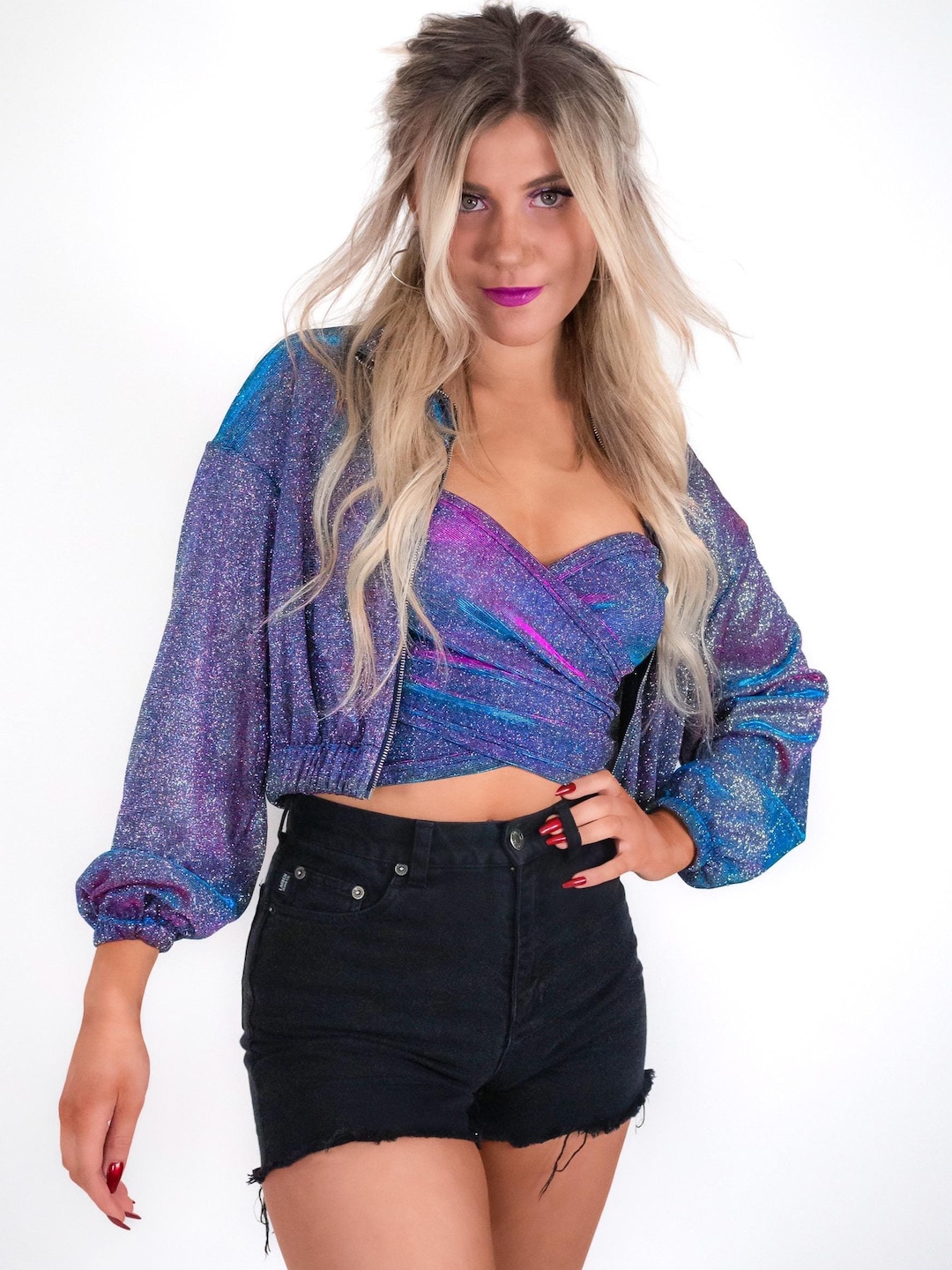 Color Shifting Festival Rave Cropped Zip up Jacket - Etsy