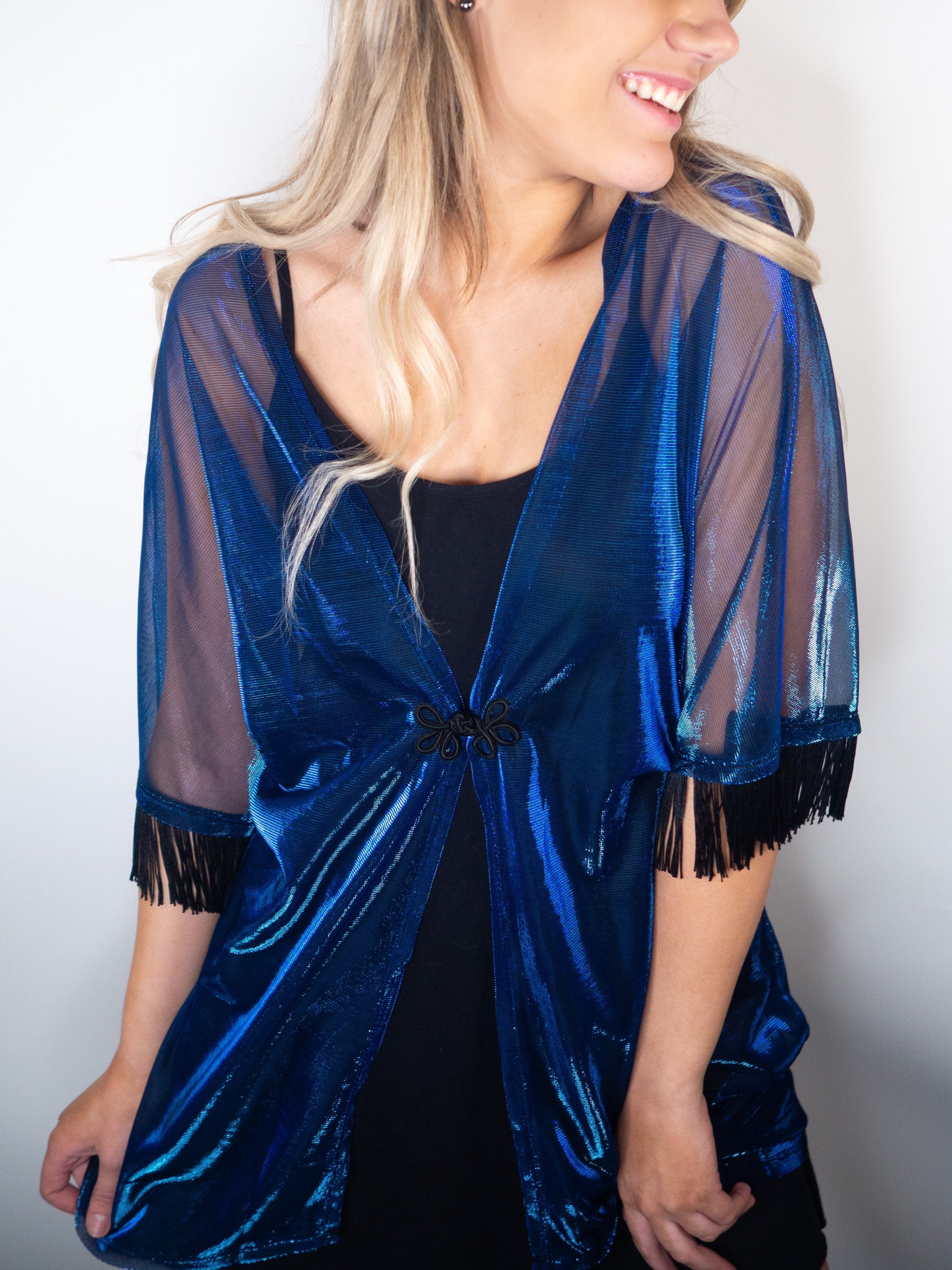 Sparkle Baby Iridescent Mesh Fringe Rave Kimono