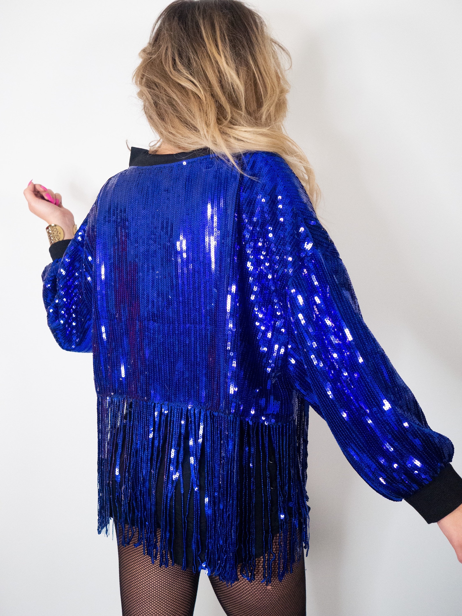 Cobalt Blue Sequin Fringe Rave Jacket | Etsy