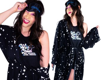 Astrology Kimono Stars Robe Sylky Clothing Cardigan Beach Celestial ...