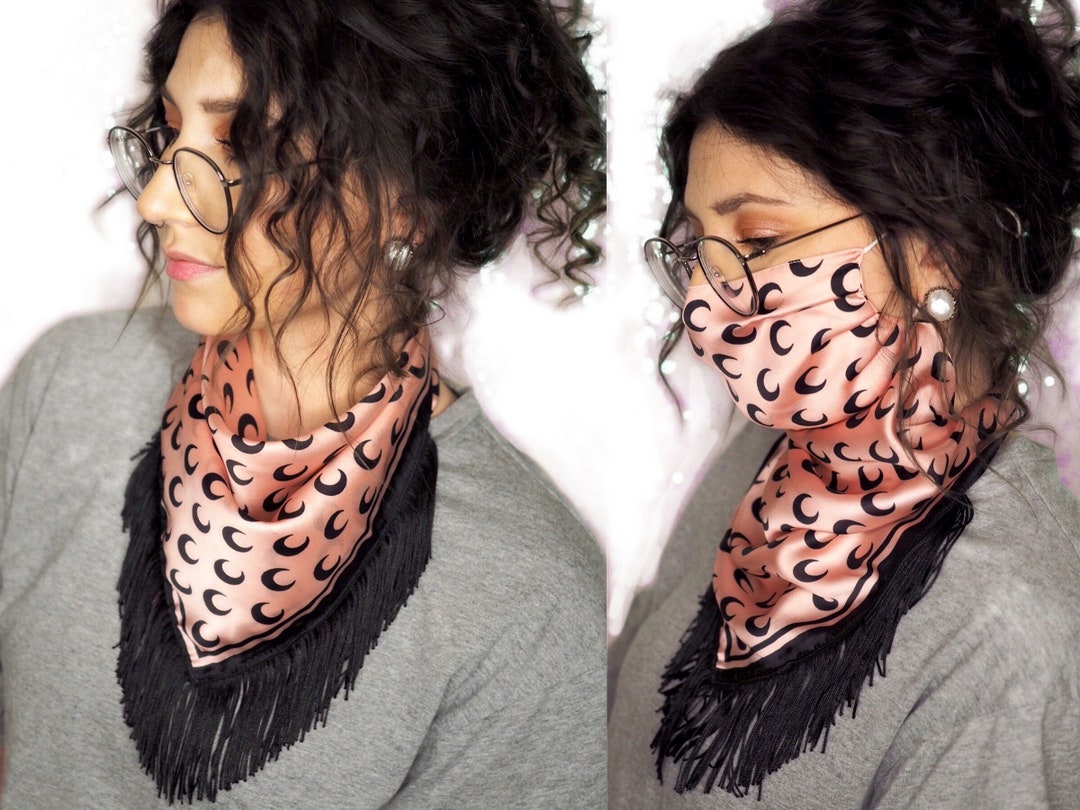 Fringe Blush Moon Máscara antipolvo de seda Bufanda Bandana - Etsy España