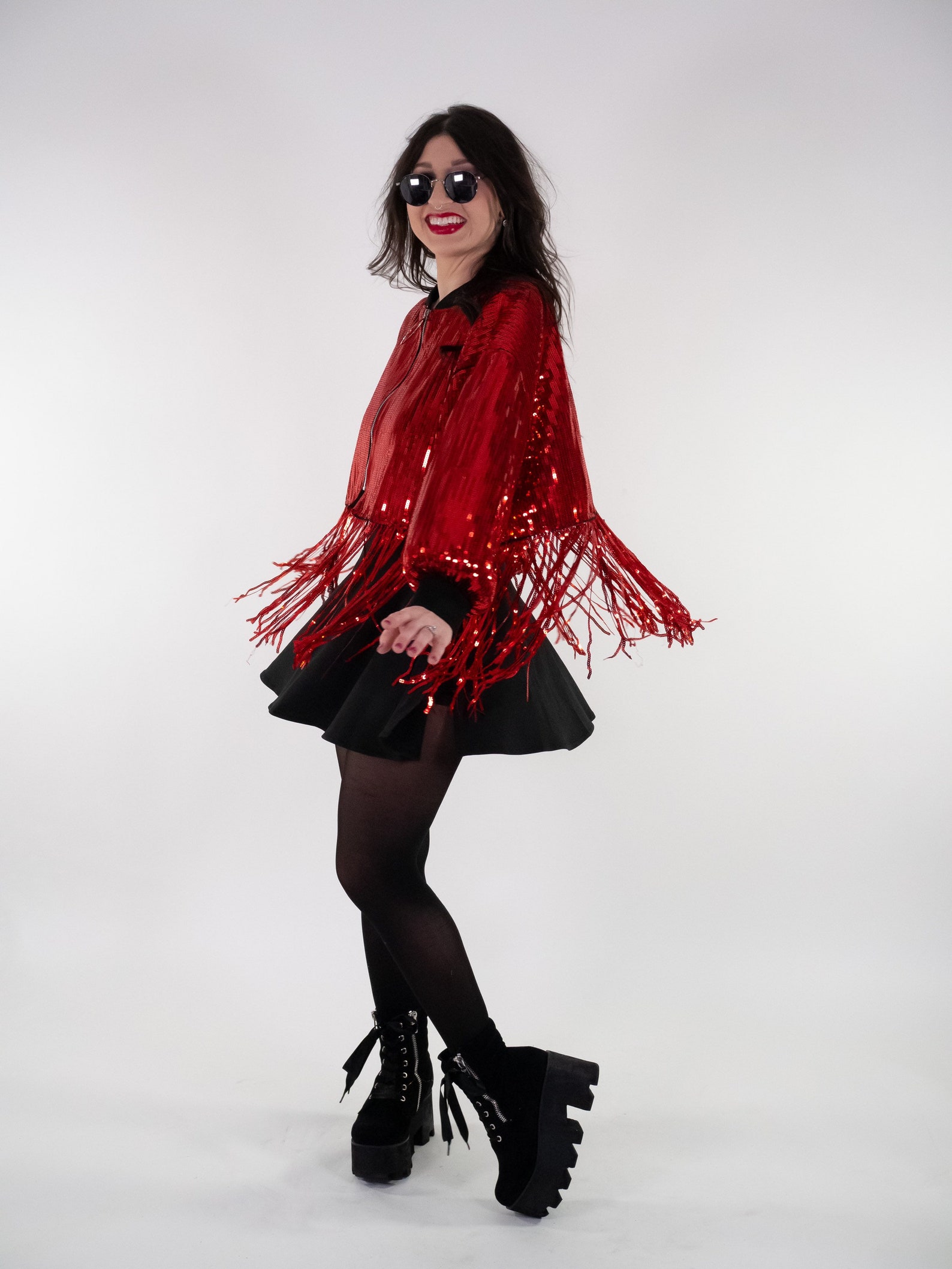 Ruby Red Sequin Fringe Rave Jacket | Etsy
