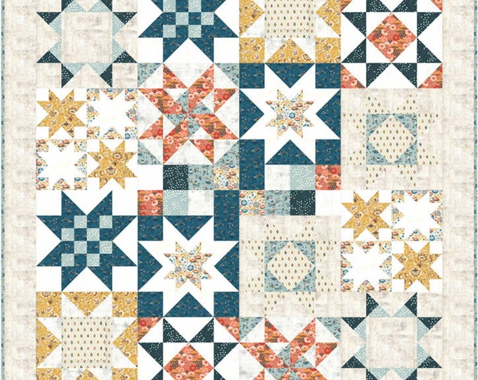 Moda Cider Stars for Cater Basicgrey Grunge Cream Blue Yellow - Etsy