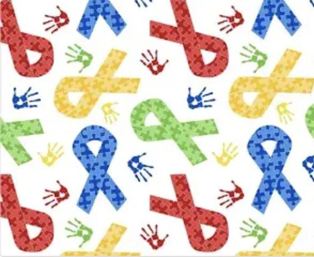 Autism Awareness, Puzzle Ribbons, David Textiles Inc., Yardage ...