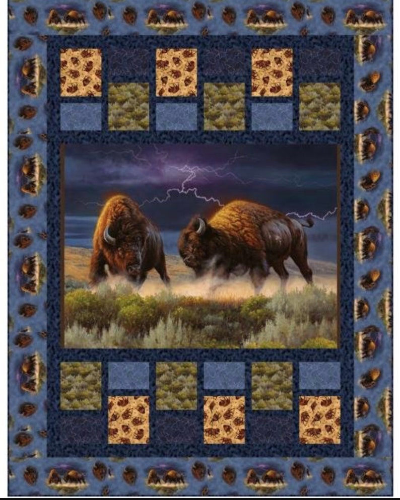 Hopscotch, QT Fabrics, Quilt Kit, Wildlife, Bison, Quilting, Sewing ...