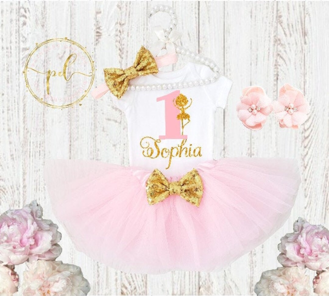 Pink and Gold Ballerina 1st Birthday Outfit: Tutu Set - Etsy