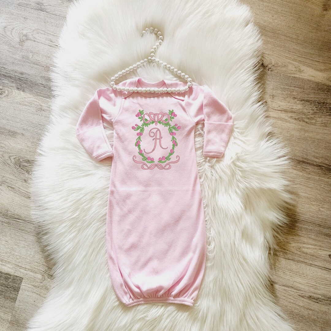 Personalized Embroidered Baby Girl Gown, Baby Shower Gift, Baby Girl ...